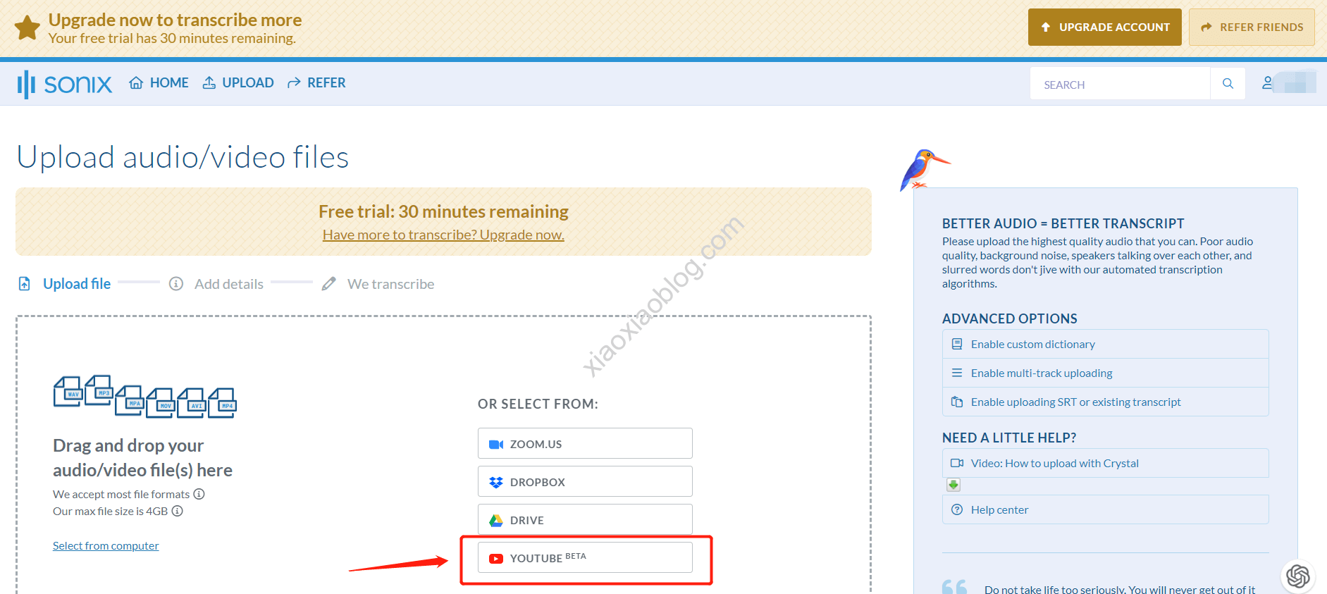 如何把YouTube中音频转文本 | 网站分享及使用教程 - 肖肖博客